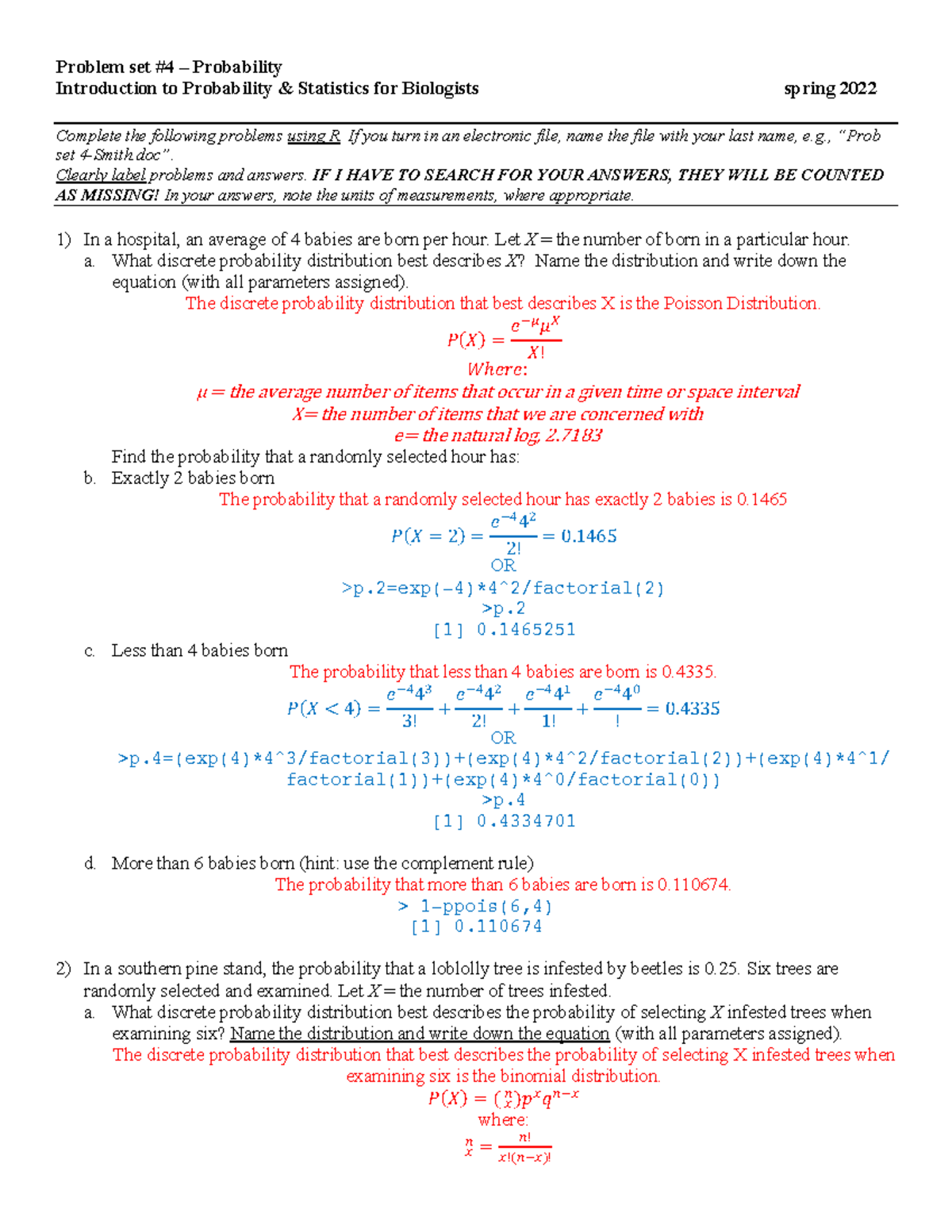 Prob set 4 - received full credit on this assignment - Problem set #4 3 Probability Introduction ...