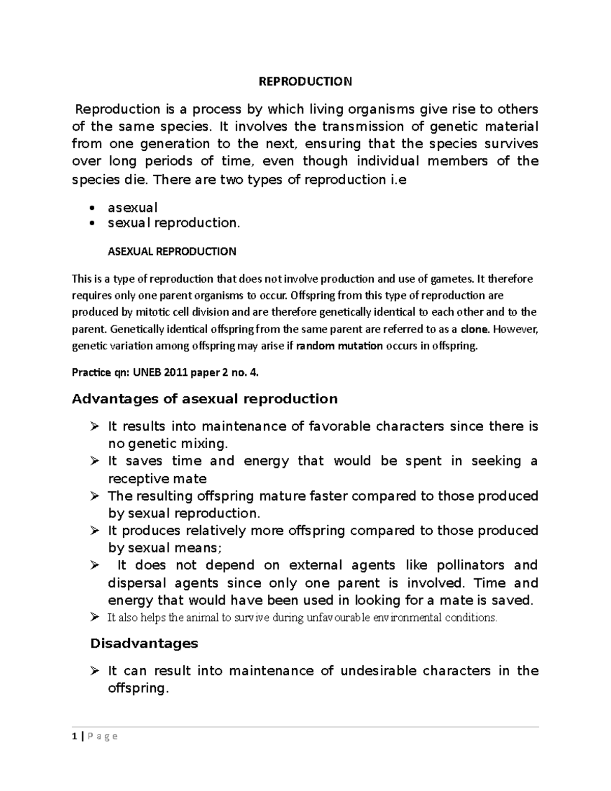 Reproduction A. Level 2019 - REPRODUCTION Reproduction is a process by ...
