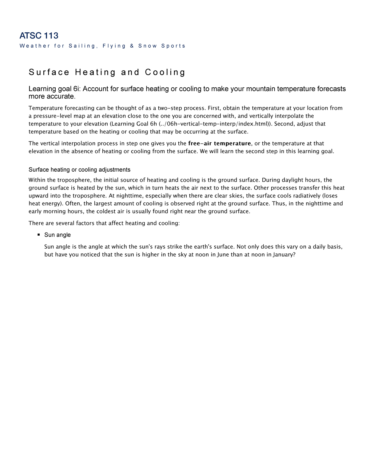 6i Surface Heating and Cooling - ATSC 113 Surface Heating and Cooling ...