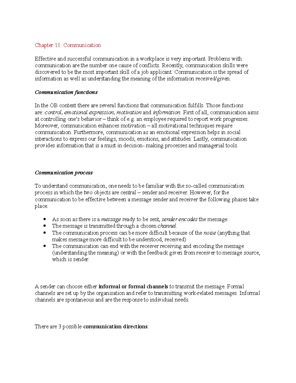 OB11 Communication - important parts - Organizational Behavior ...