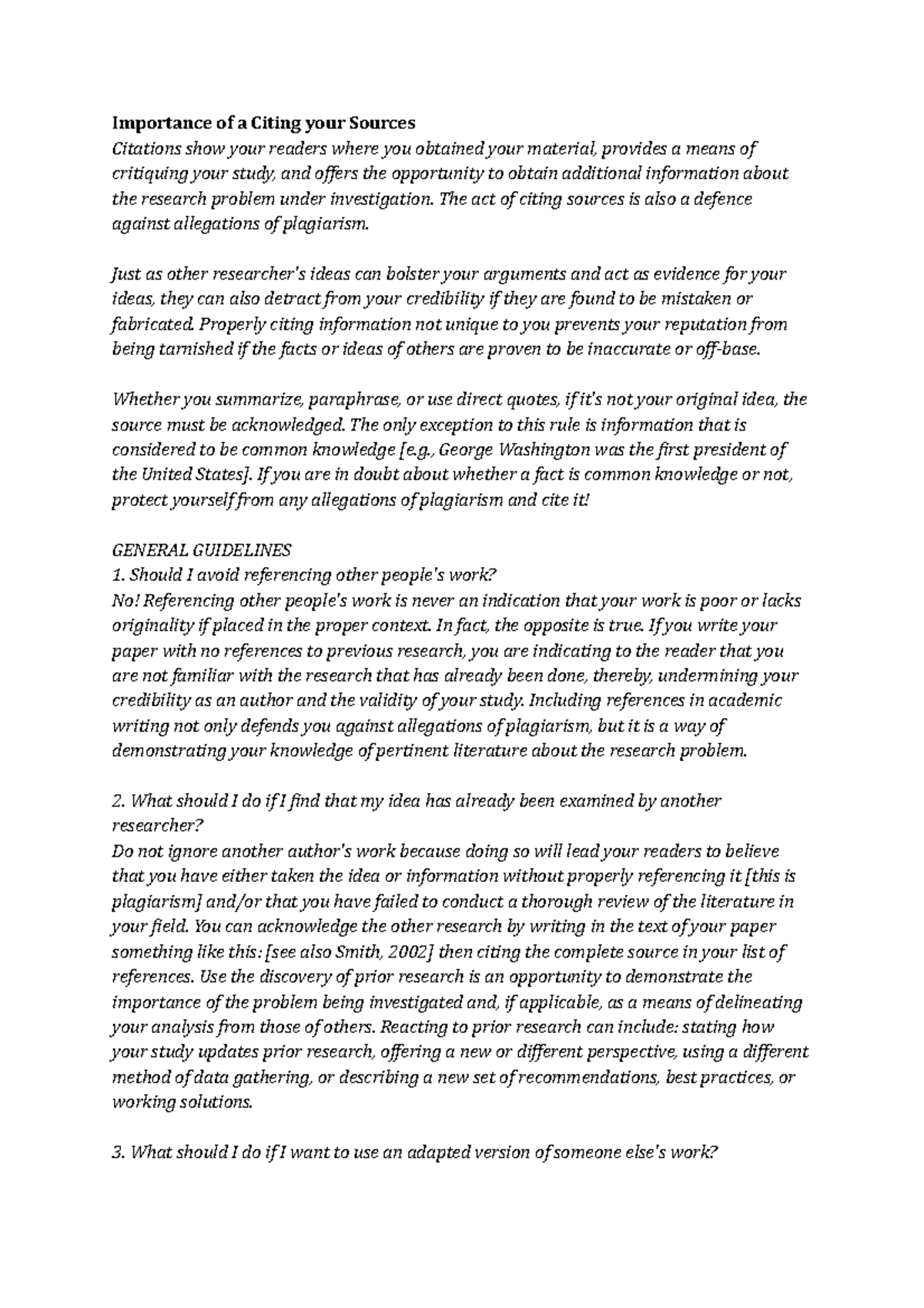 Citing and Referencing - Importance of a Citing your Sources Citations ...