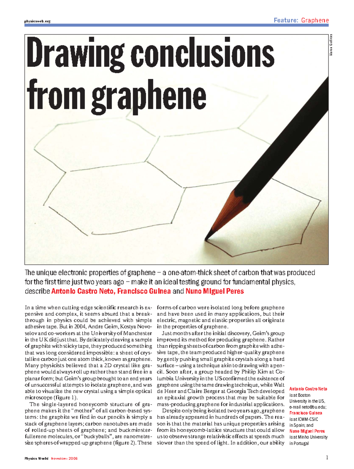 Drawing conclusions from graphene - physicsweb Feature: Graphene In a ...