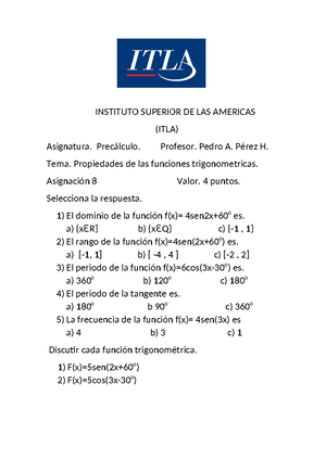Practica Pre calculo - Precalculo - Studocu