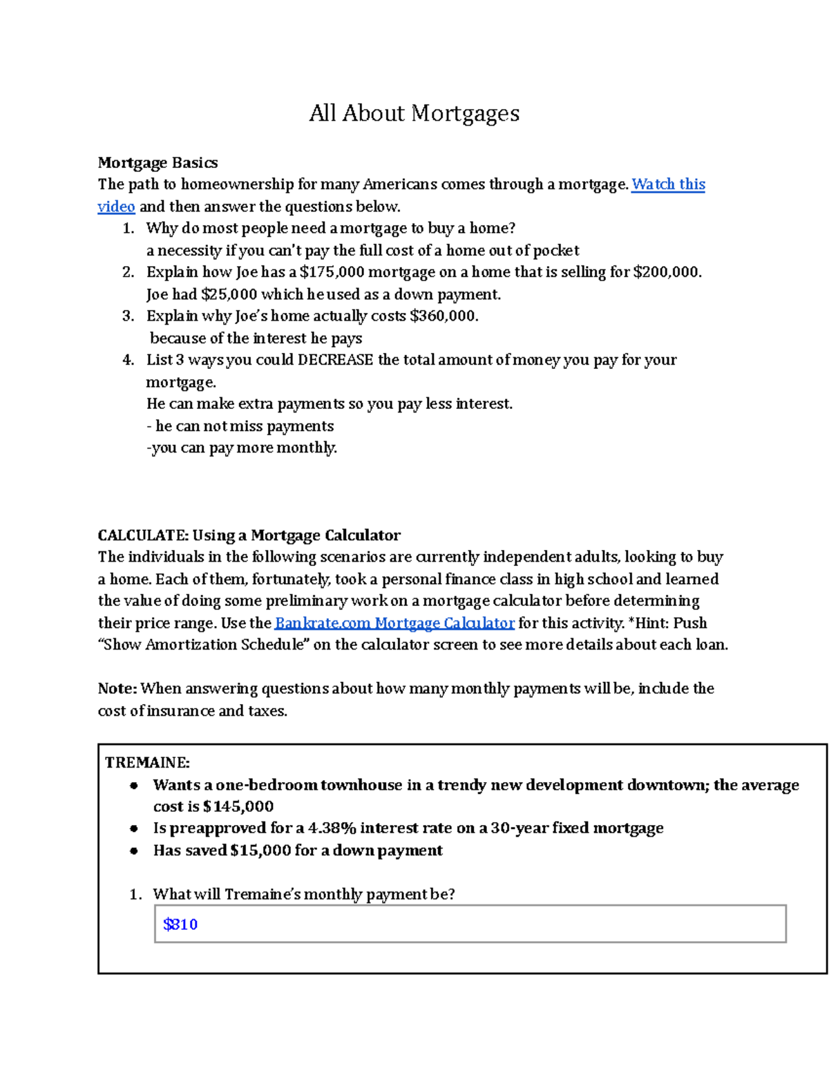 All About Mortgages - practice work - All About Mortgages Mortgage ...