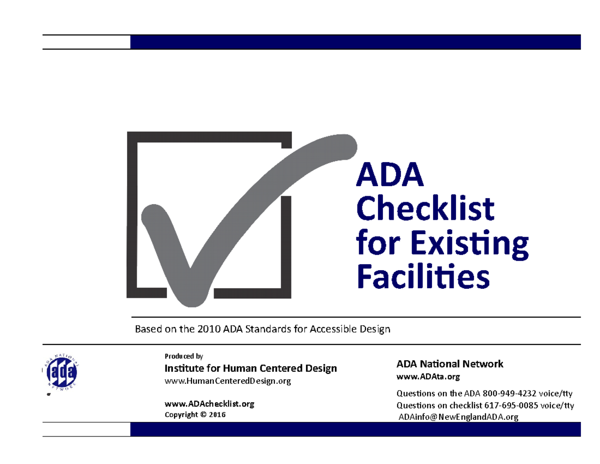 Ada checklist word fillable form 1 - ADA Checklist for Existing ...