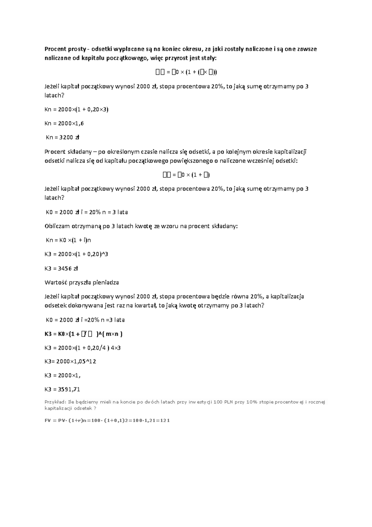 Procent prosty - matematyka finansowa - Procent prosty - odsetki ...