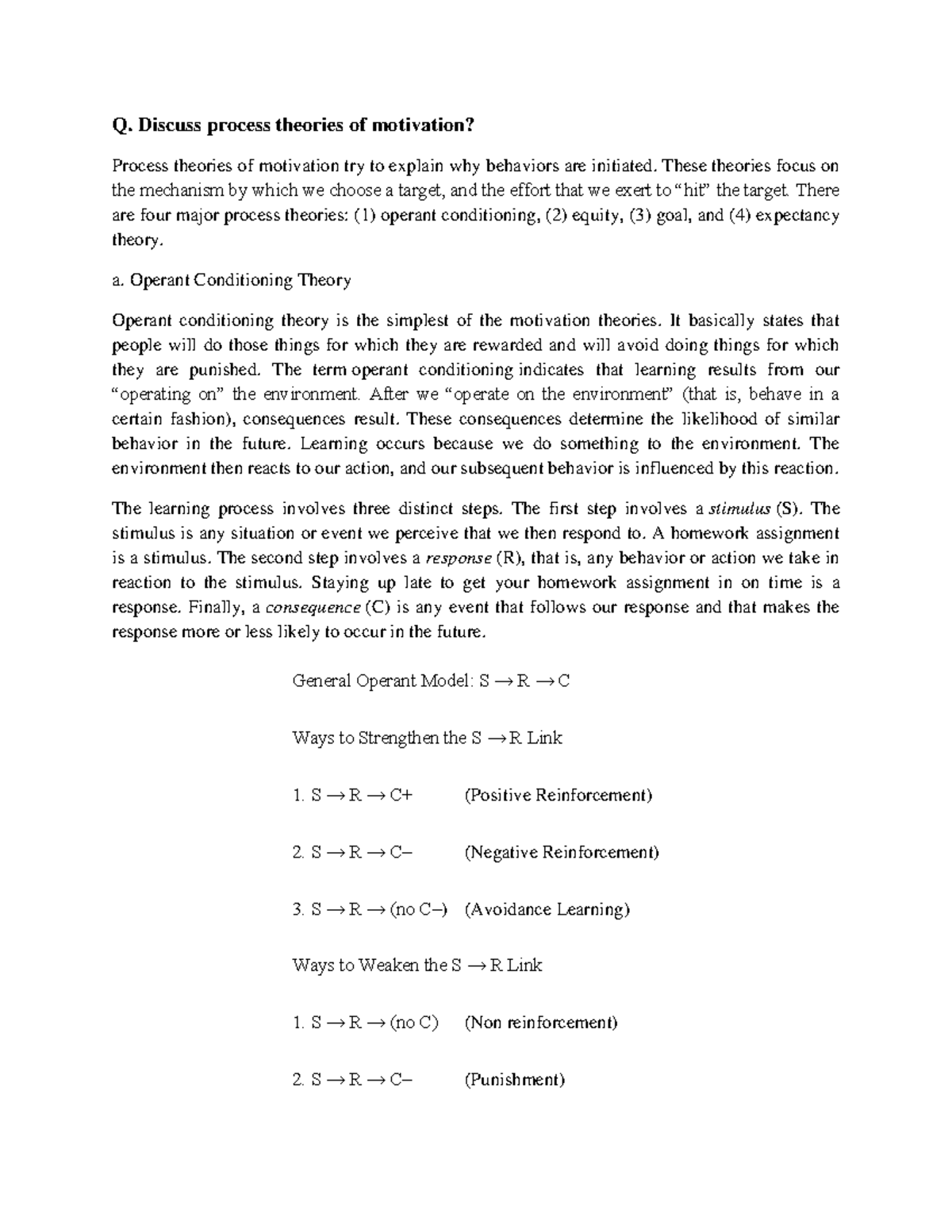 Discuss process theories of motivation - Q. Discuss process theories of ...