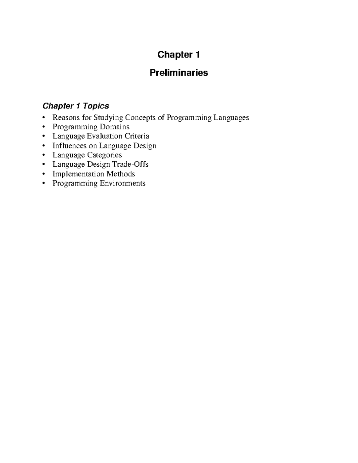 Class Notes Chap 01 - Chapter 1 Preliminaries Chapter 1 Topics Reasons ...