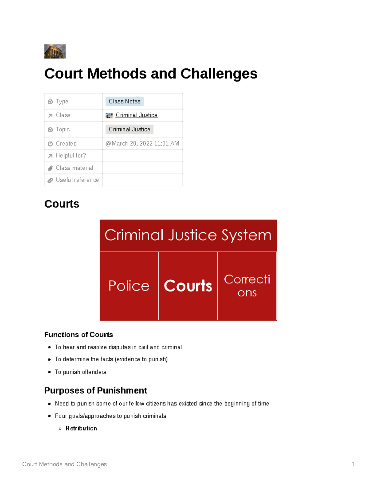 Court Methods and Challenges - ) Let the punishment fit the criminal ...