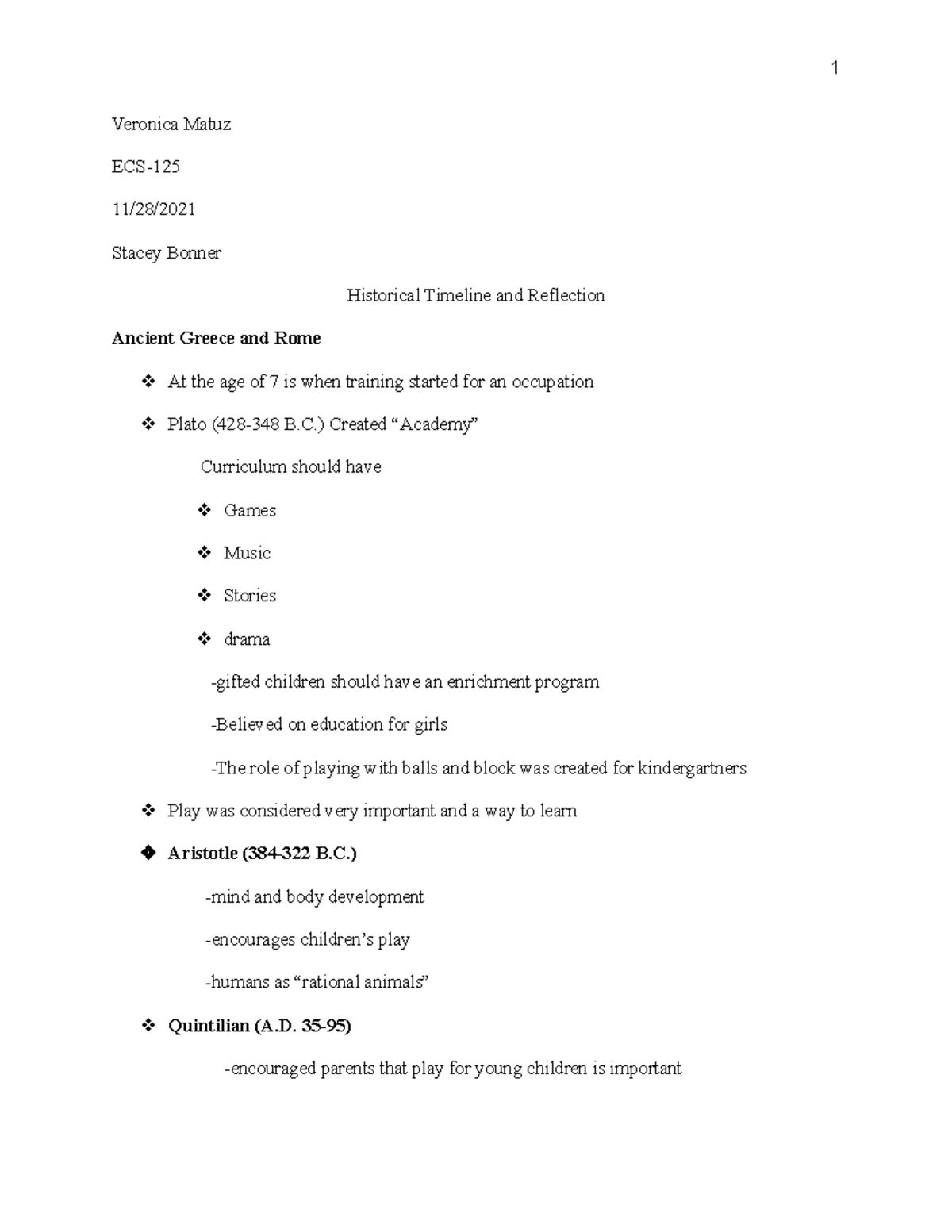 Historical Timeline and Reflection assignment - Veronica Matuz ECS- 11 ...