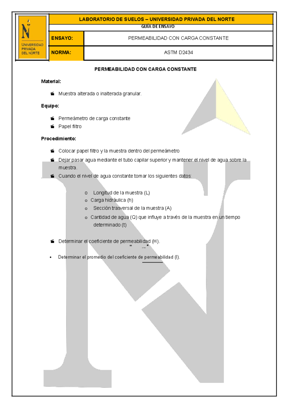 6. Permeabilidad CON Carga Constante - LABORATORIO DE SUELOS ...