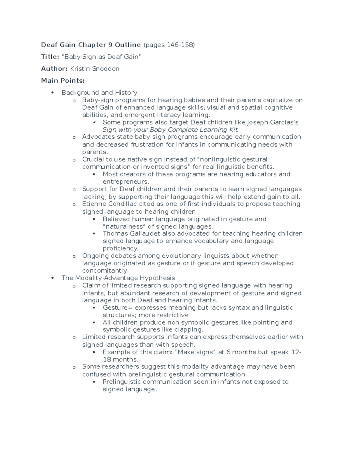 Deaf Gain Chapter 9 Outline - Deaf Gain Chapter 9 Outline (pages 146 ...