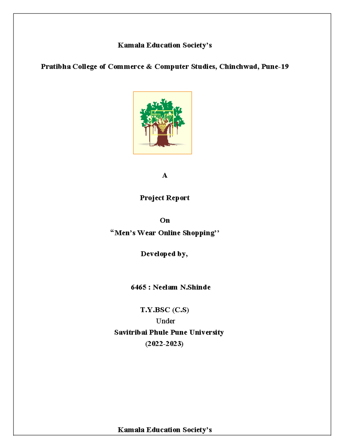 Project Report format - Kamala Education Society’s Pratibha College of ...