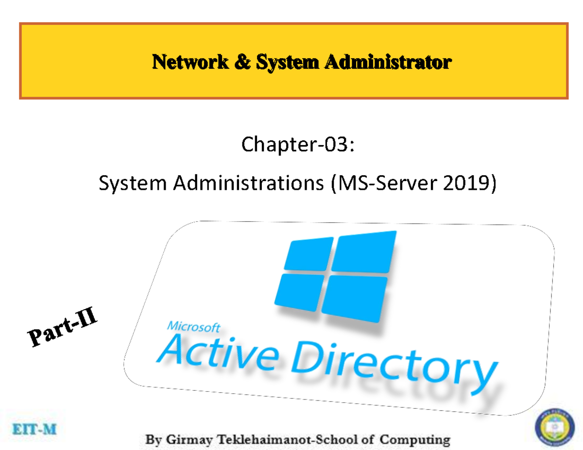 Slide 05 5 MS-Server 2019 ADDS - Network & System Administrator Chapter ...