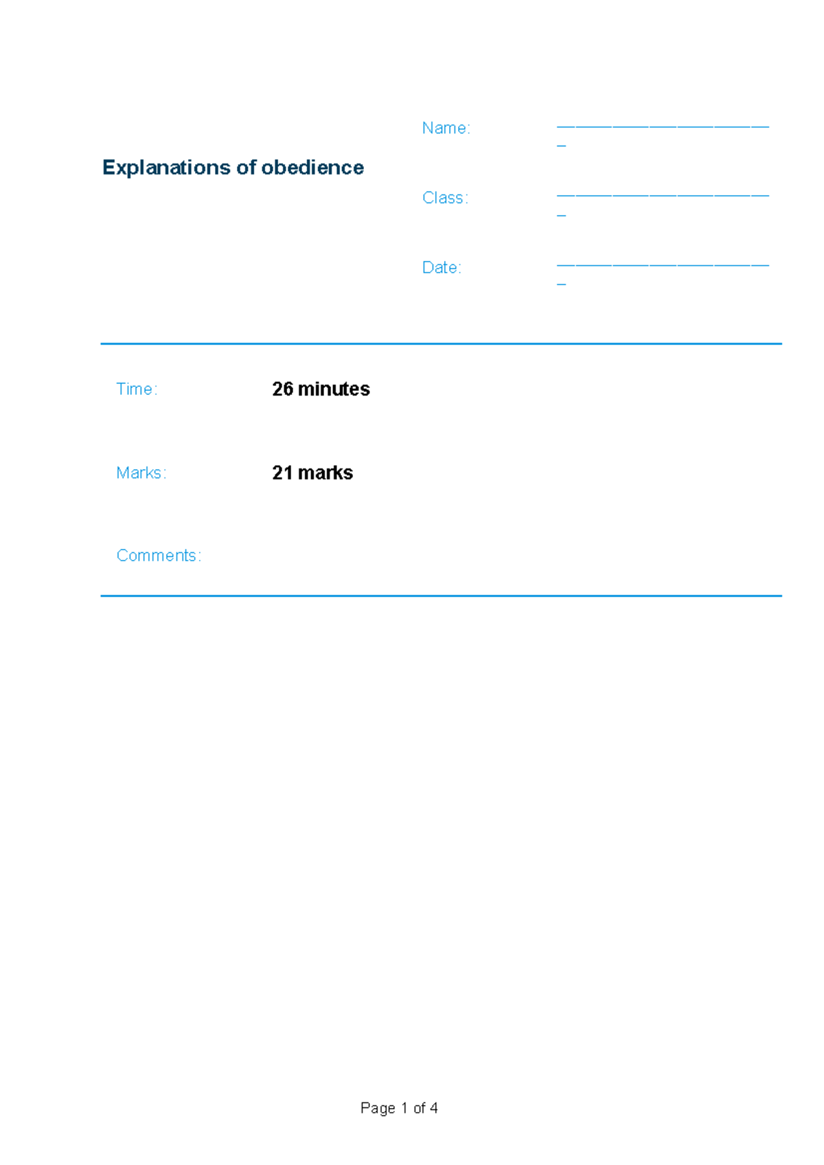 3 - exam quiesions - Explanations of obedience Name ...