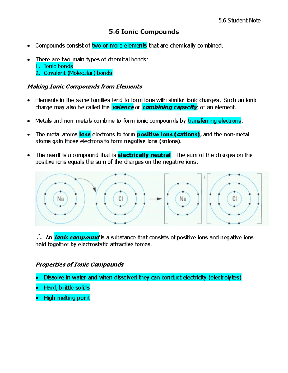 Ionic Compounds Naming and practice - 5 Student Note 5 Ionic Compounds ...