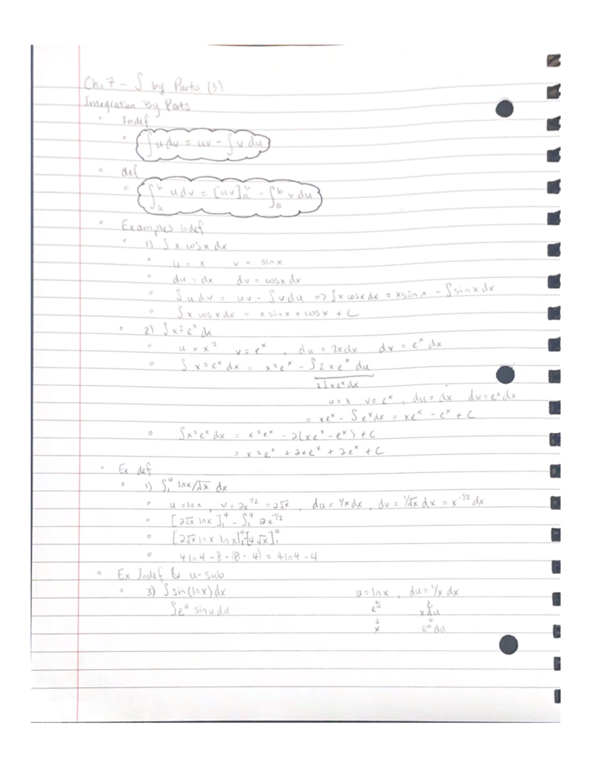 Chapter 7 Integration By Parts Trig Integrals Trig Substitution