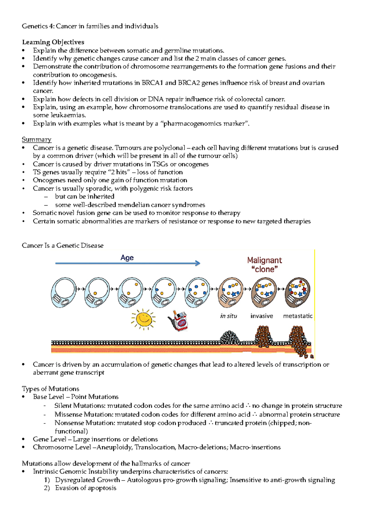 Genetics 4 - Genetics 4: Cancer in families and individuals Learning ...