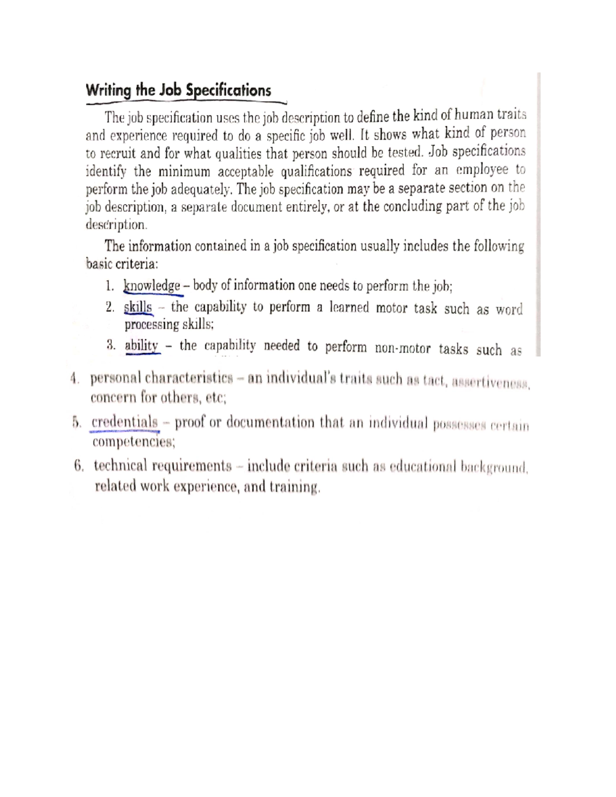 Writing JOB Specifications - human resource management - Studocu