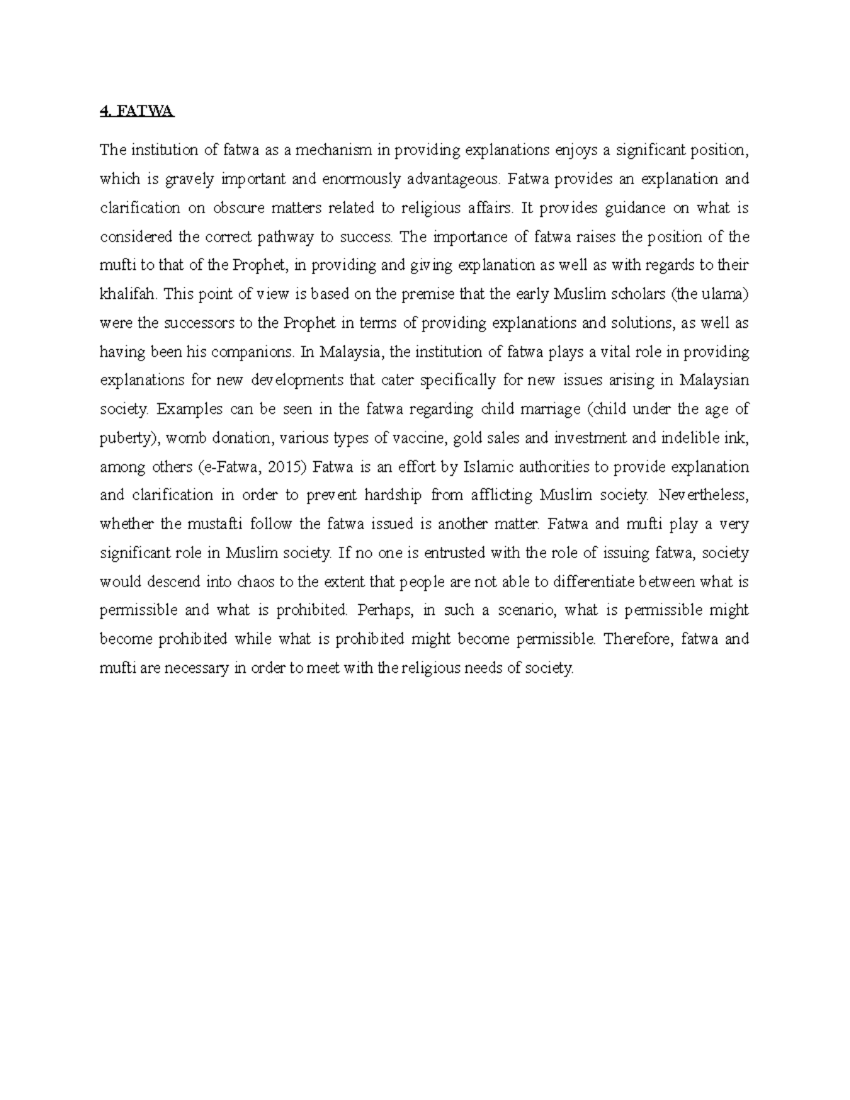 4a -Fatwa - 4. FATWA The institution of fatwa as a mechanism in ...