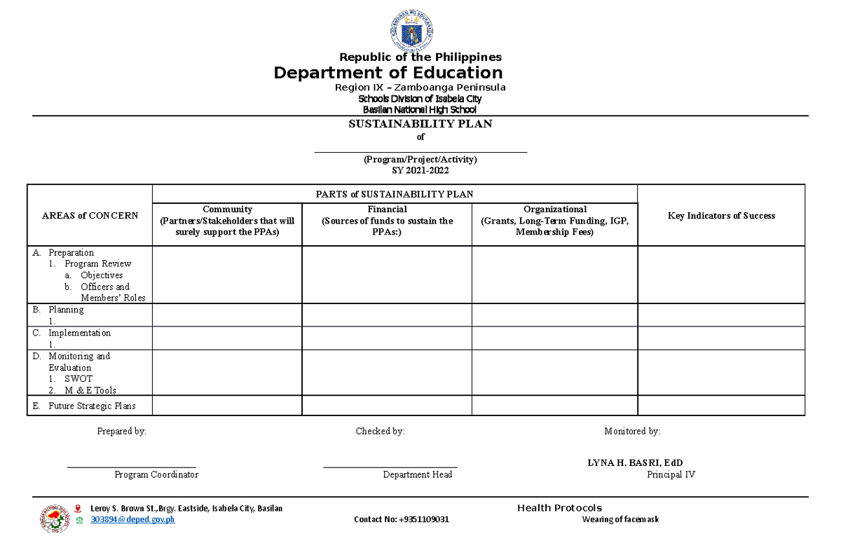 Sustainability Plan - Principles of Education - San Carlos - Studocu