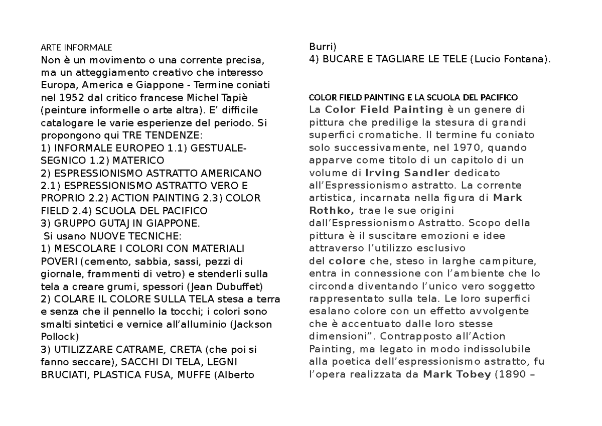 ARTE Informale - ARTE INFORMALE Non è un movimento o una corrente ...