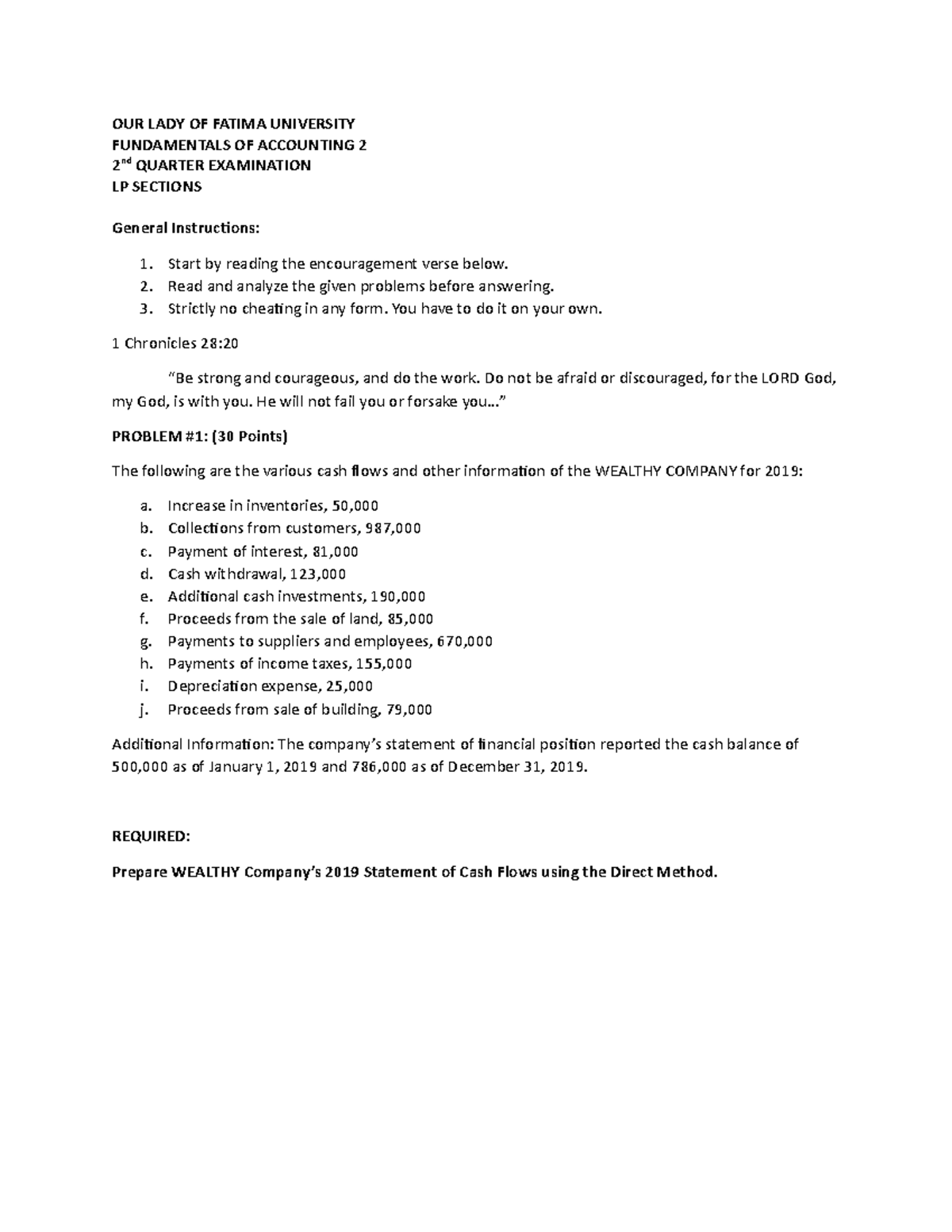 LP Acctg 2 2ND QTR EXAM - Accounting exam - OUR LADY OF FATIMA ...