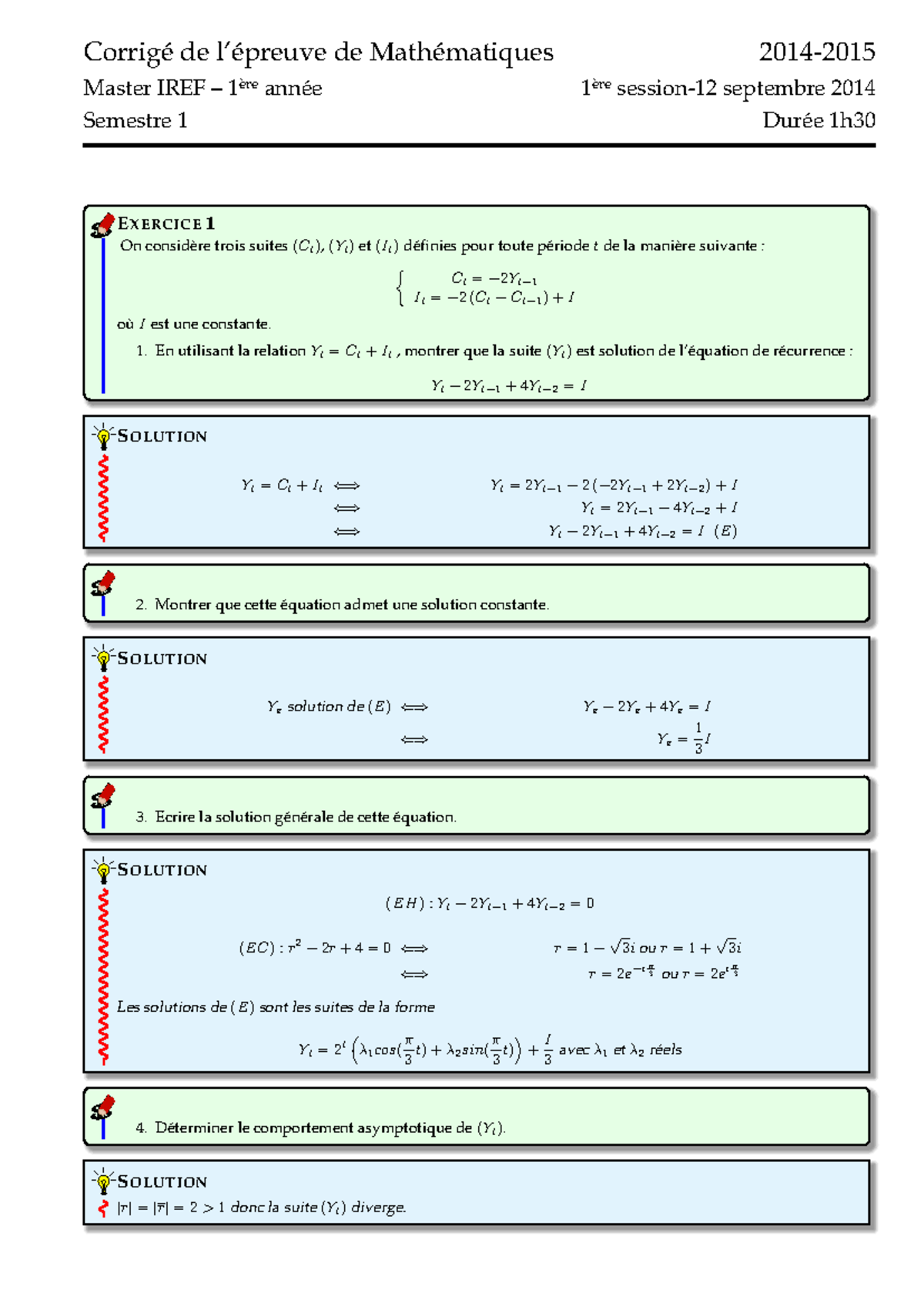 Exo corrige maths - lecture note - Corrig ́e de l’ ́epreuve de Math ...