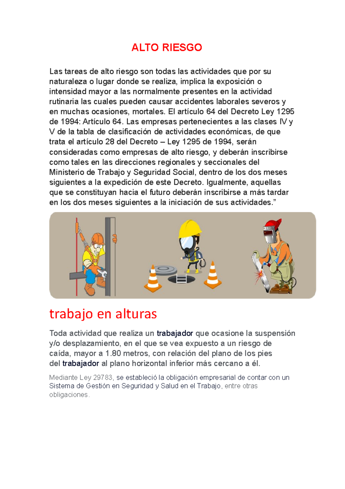 ALTO Riesgo - aaa - ALTO RIESGO Las tareas de alto riesgo son todas las ...