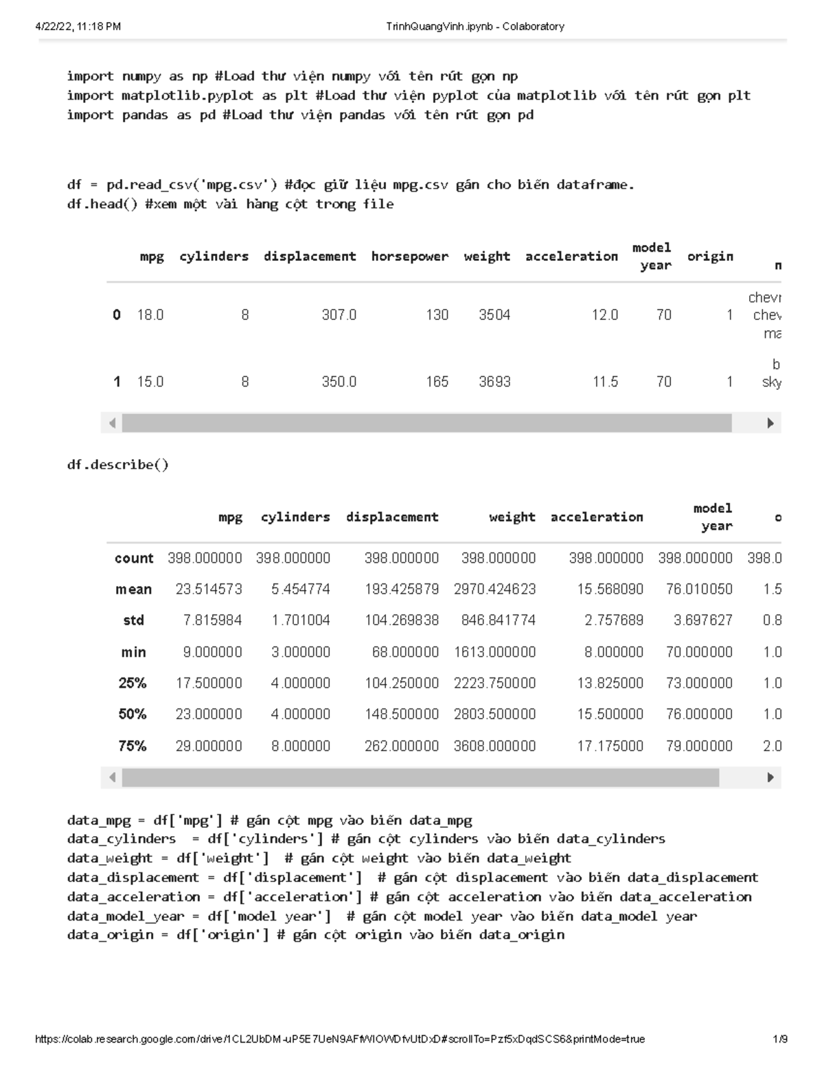21002244 Trinh Quang Vinh - import numpy as np #Load thư viện numpy với ...