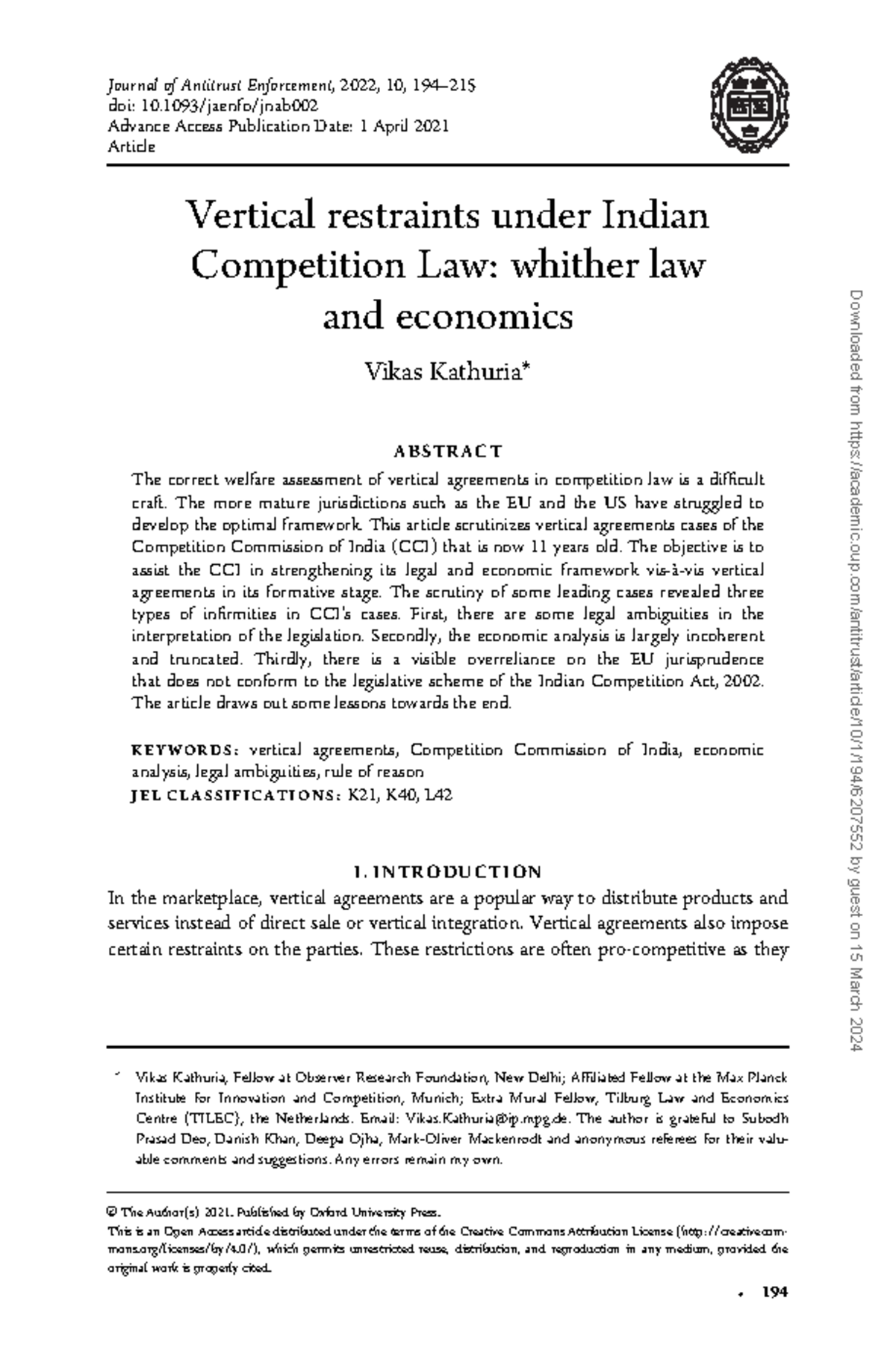 Vertical Agreements Under Competition Law - Vertical restraints under ...
