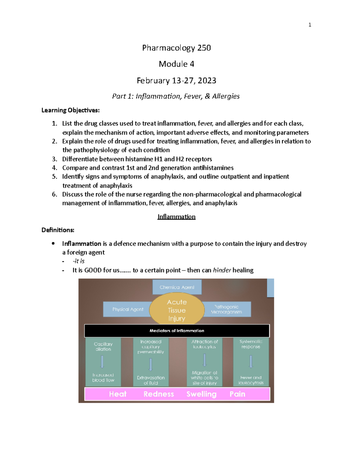 Pharmacology 250 - Mod 4 - Pharmacology 250 Module 4 February 13-27 ...