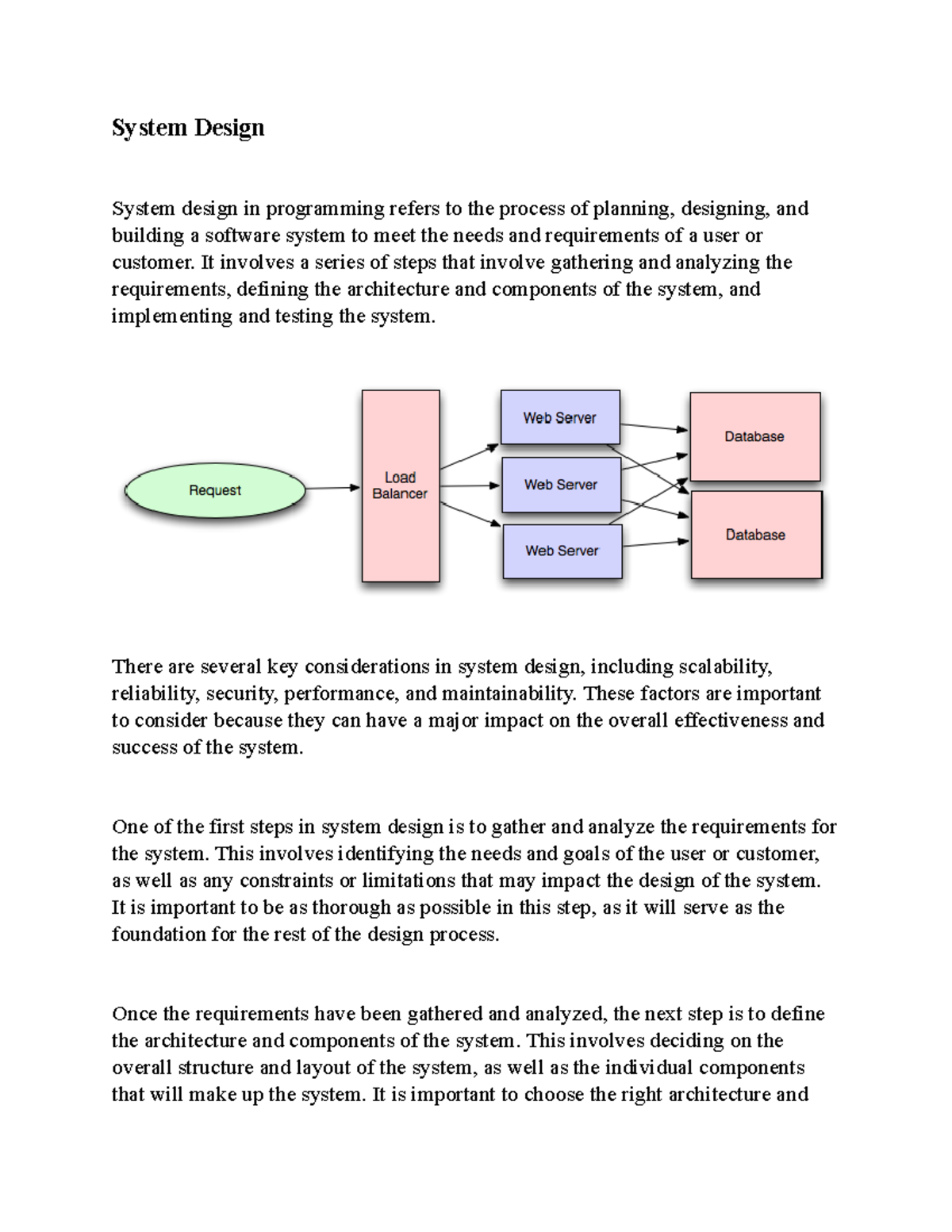 System Design - System Design System design in programming refers to the process of planning ...