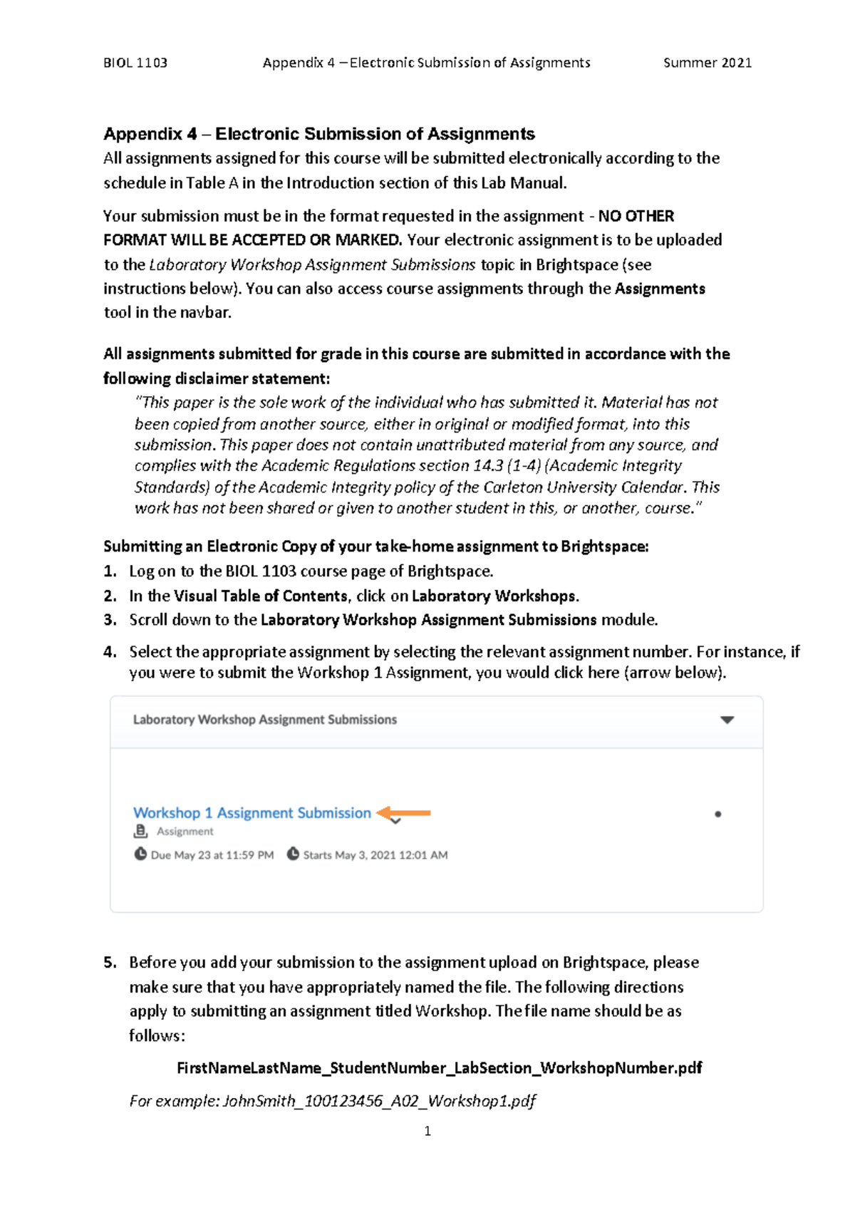 Appendix 4 Electronic Submission of Assignments Summer 2021 - Appendix ...