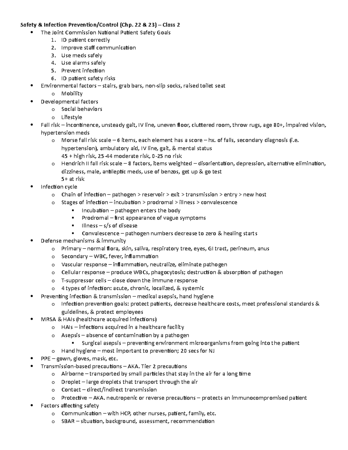 Nursing Fundamentals - Safety & Infection Control/Prevention - Safety ...