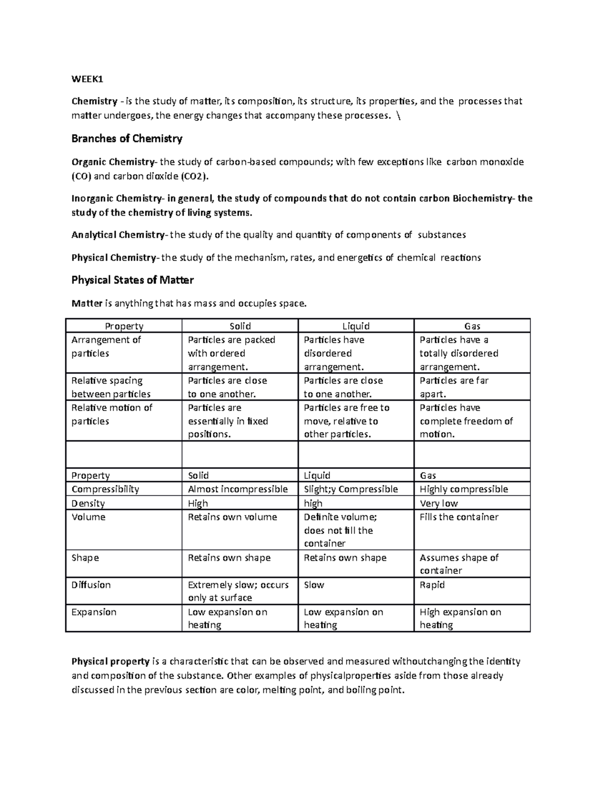 Chemistry - review - WEEK Chemistry - is the study of matter, its ...