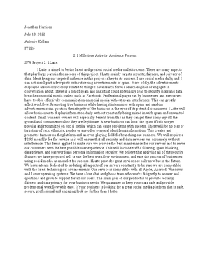 Module Two Milestone Activity Persona - Module Two Milestone Activity ...