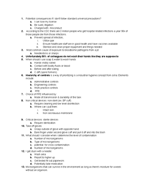 Microbiology Test #3 - Infection Control: Infection: an invasion and ...