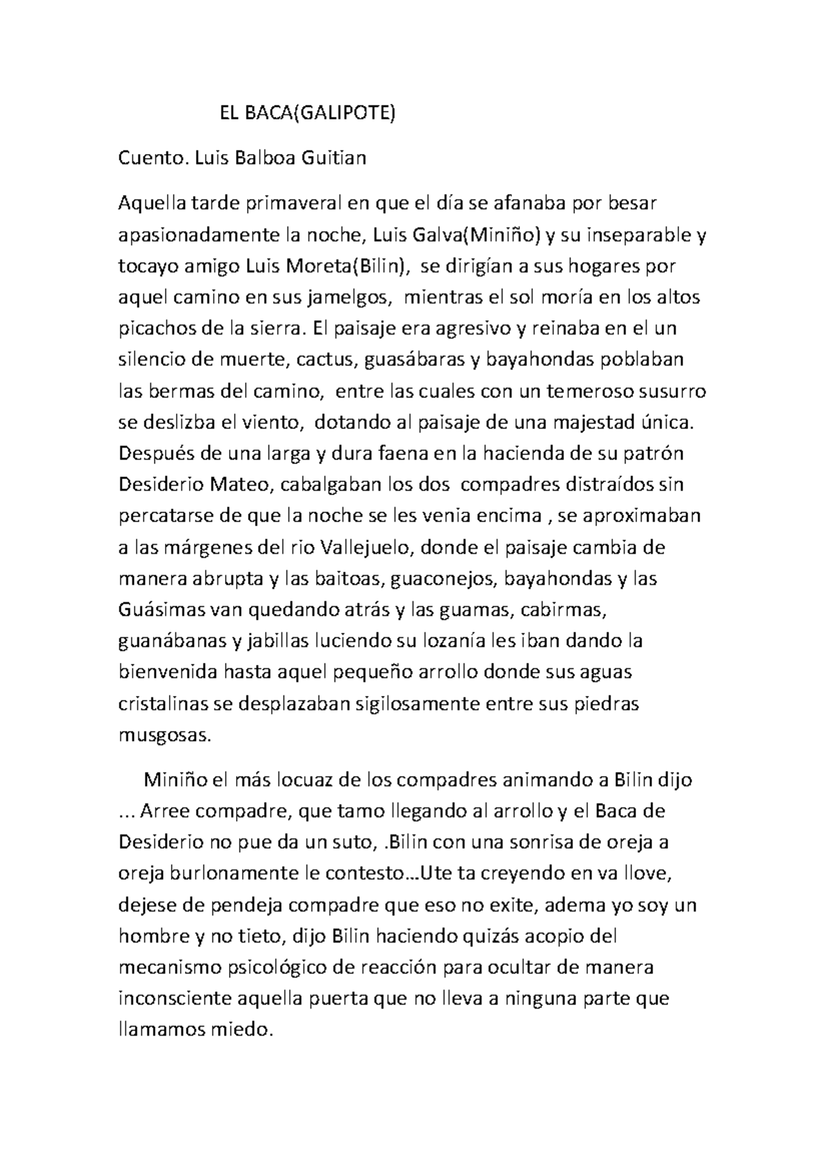 EL BACA1 - baca - EL BACA(GALIPOTE) Cuento. Luis Balboa Guitian Aquella ...