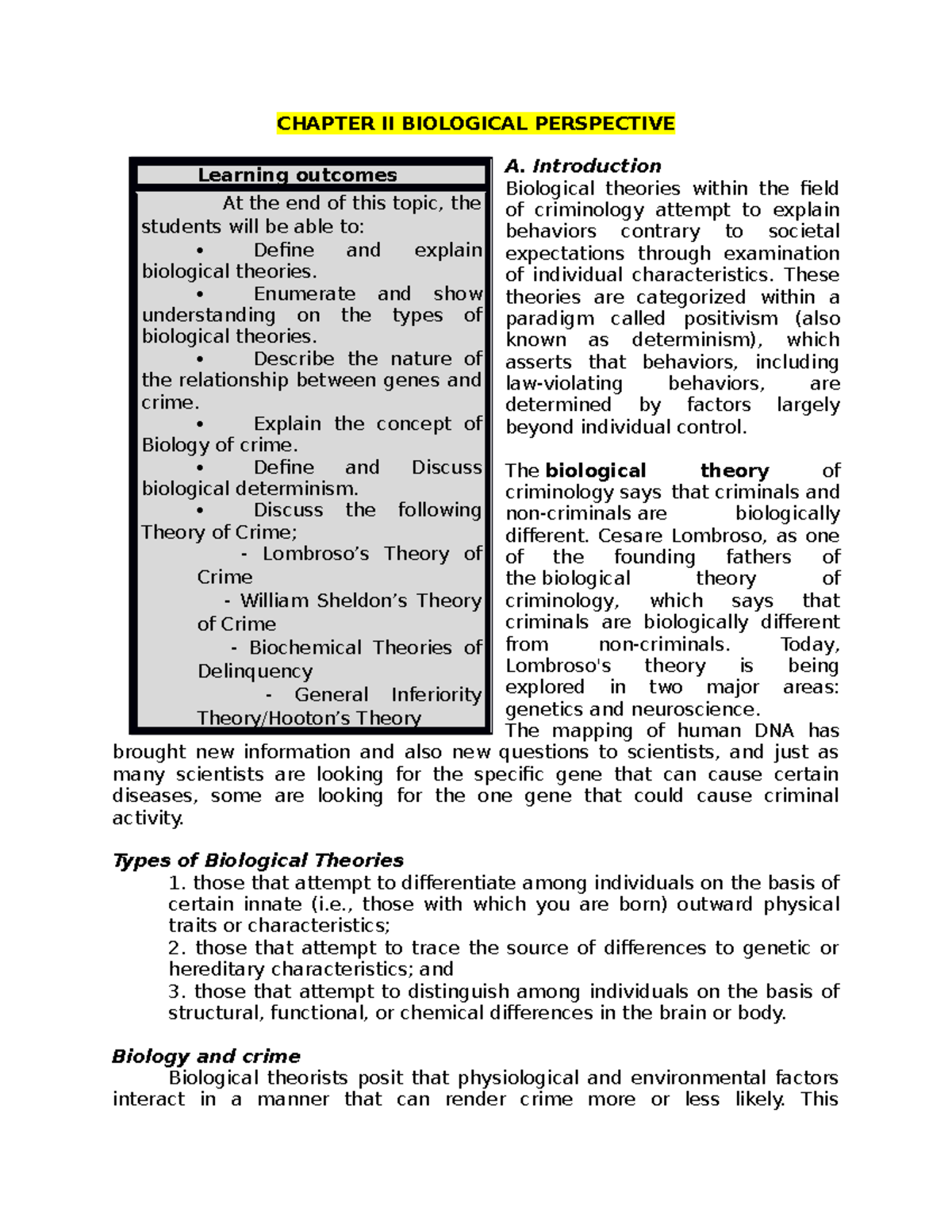 Chapter-2-Theories - Free document - CHAPTER II BIOLOGICAL PERSPECTIVE ...