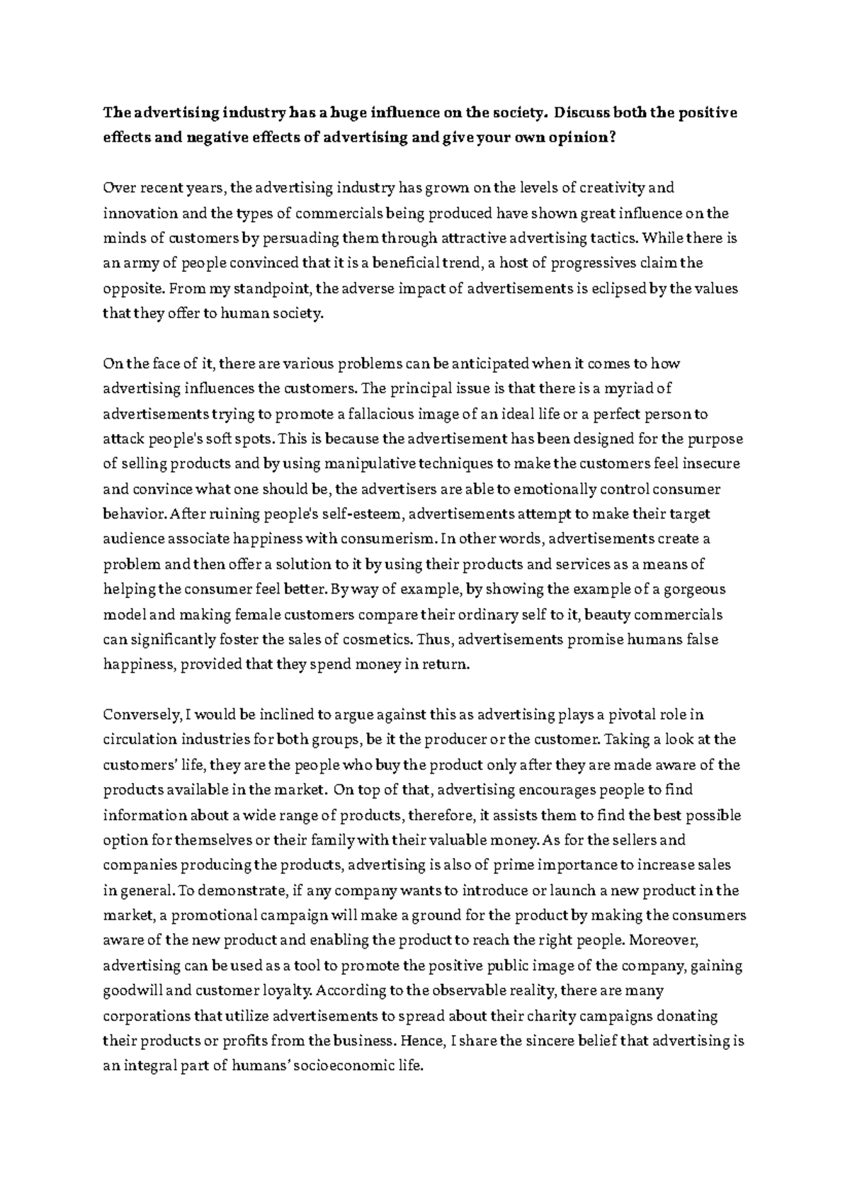 The effects of advertising - The advertising industry has a huge ...