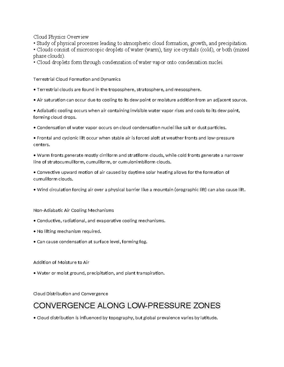 Cloud Physics Overview - • Clouds consist of microscopic droplets of ...