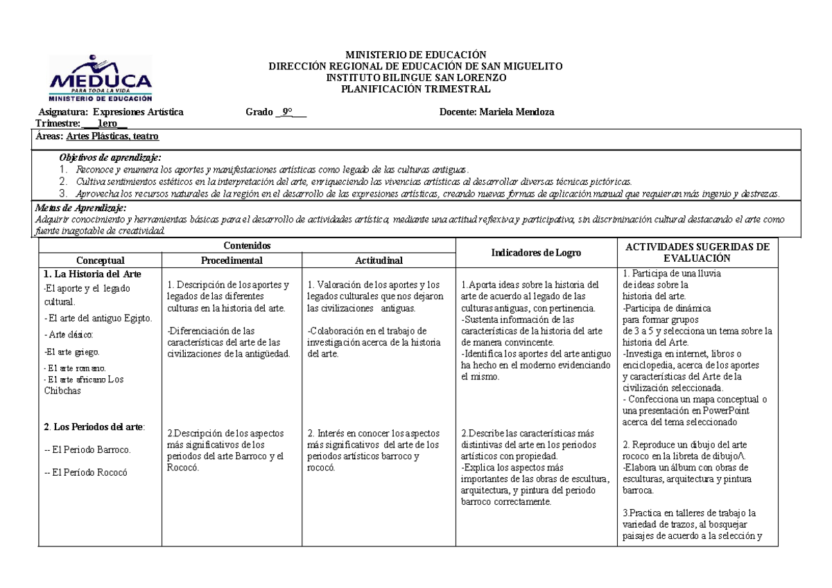 Planeamiento de musica estudiantes de 8vo grado premedia colegio ...