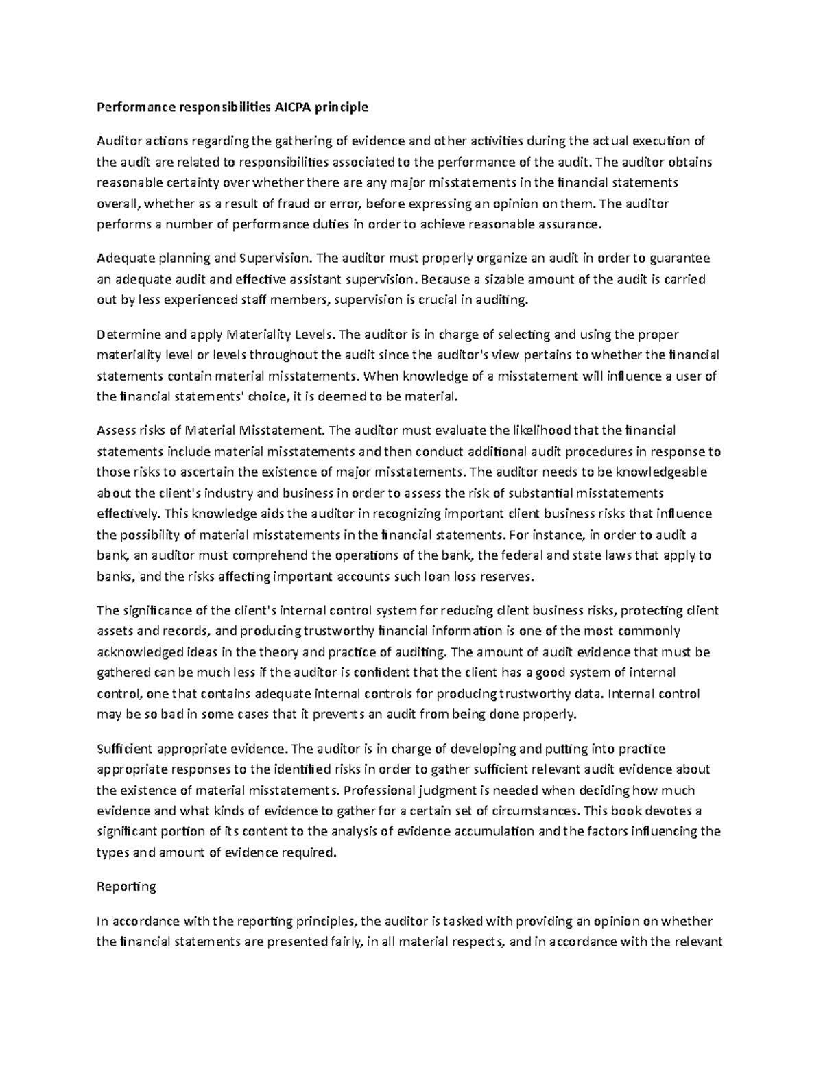 Performance aicpa principle - Performance responsibilities AICPA ...