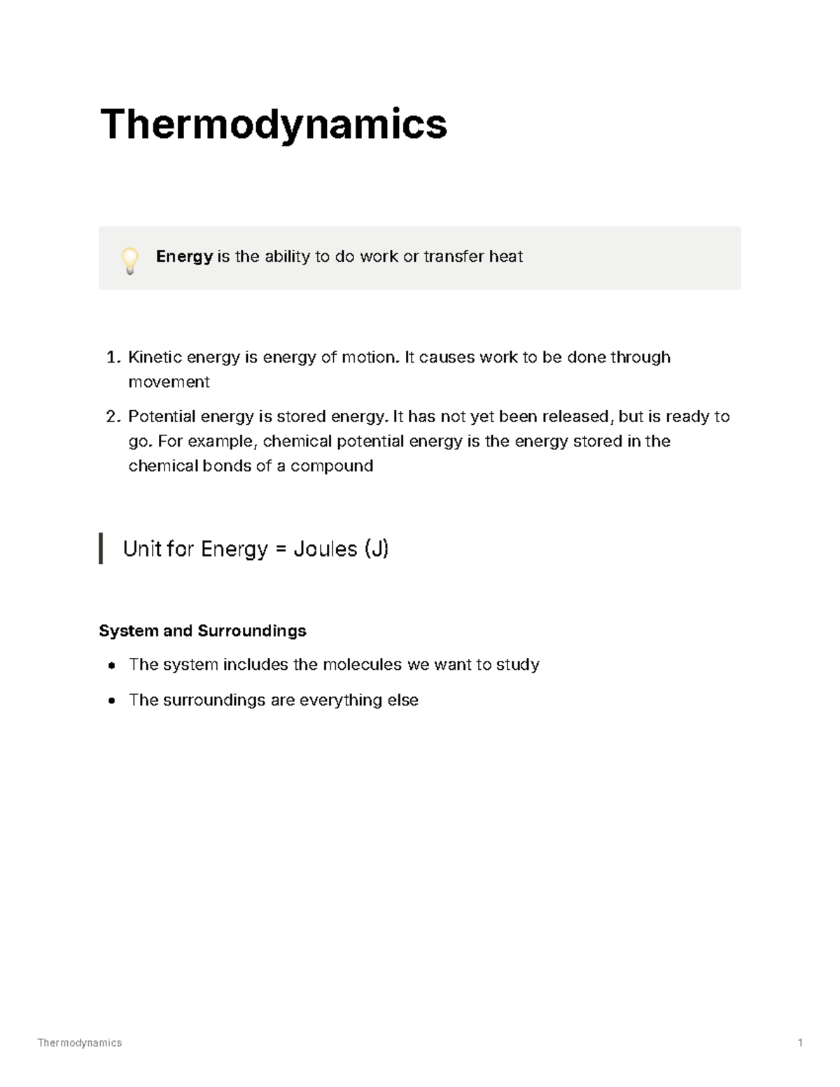Thermodynamics Notes - Thermodynamics 💡 Energy is the ability to do ...