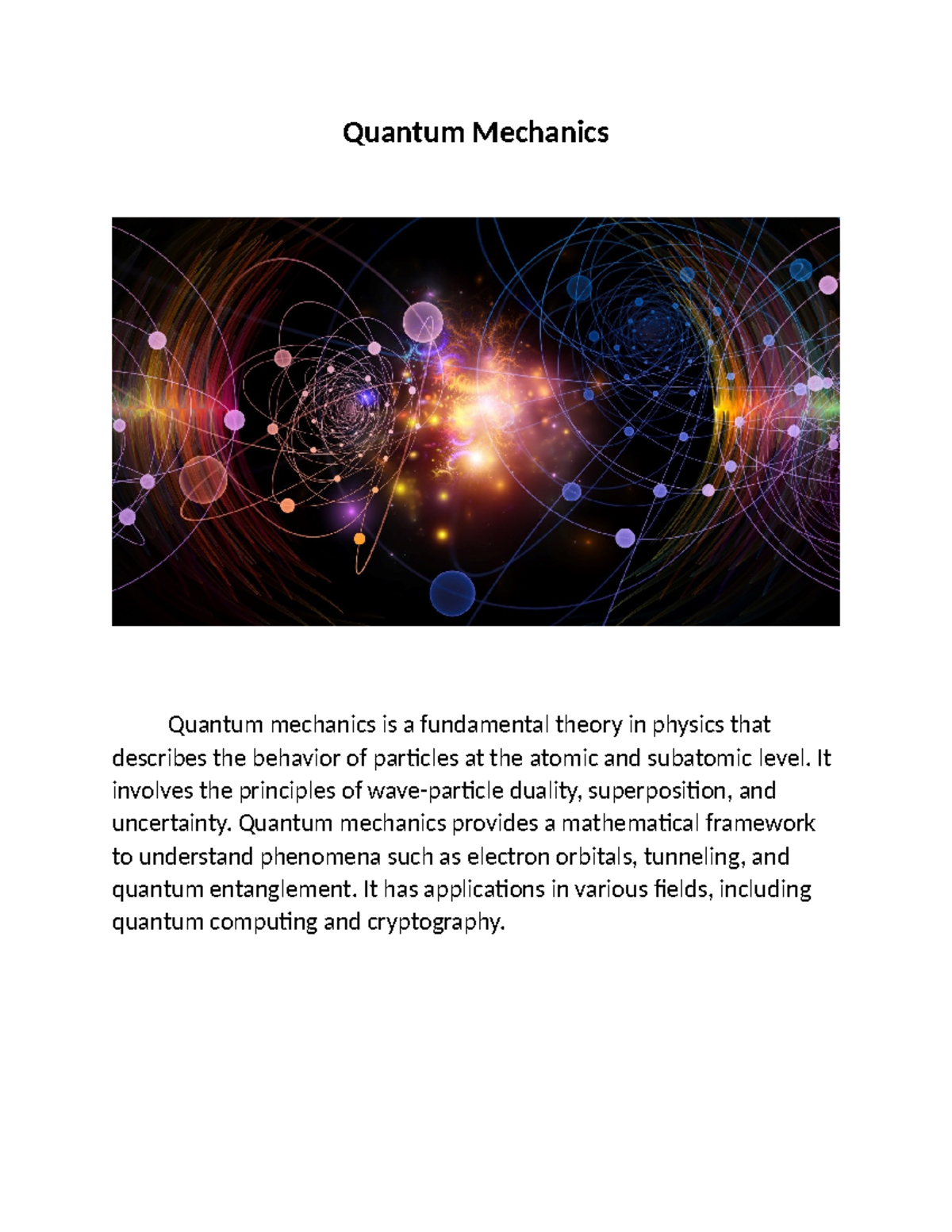 Quantum Mechanics - General Physics - Quantum Mechanics Quantum ...