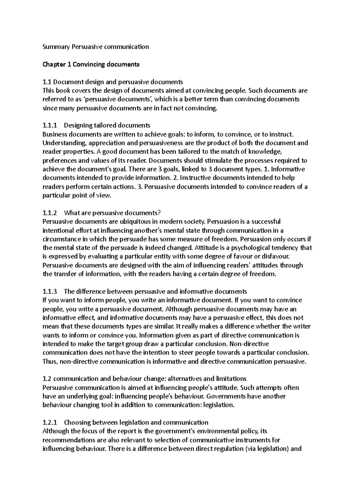 Samenvatting Persuasive communication - Summary Persuasive ...