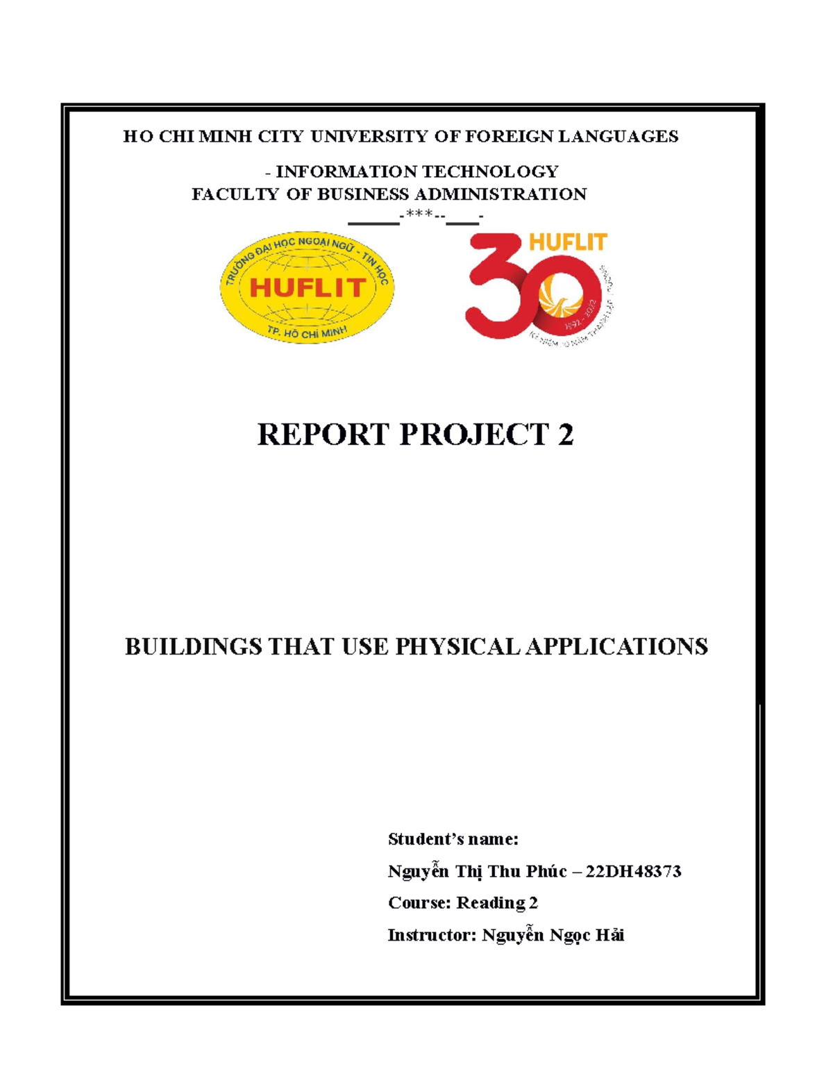Reading 2 - project 2 - practical - HO CHI MINH CITY UNIVERSITY OF ...