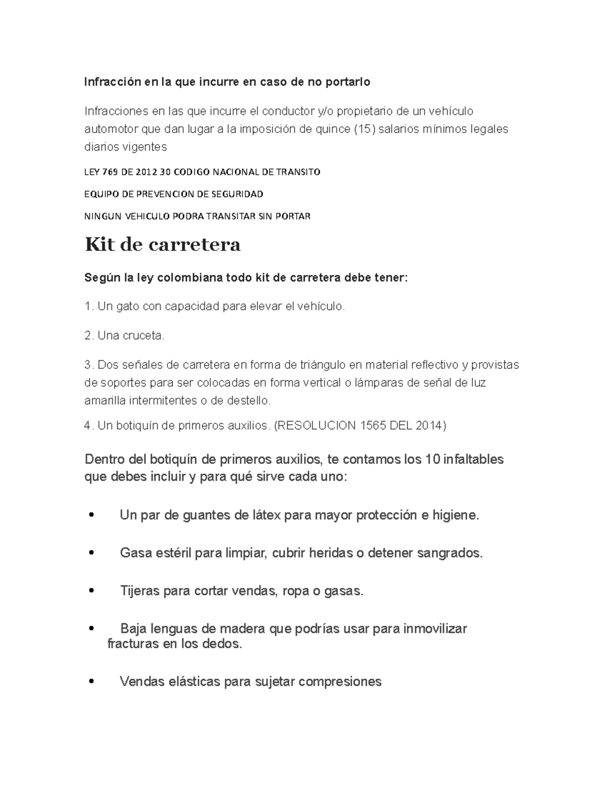 Infracción en la que incurre en caso de no portarlo - Infracción en la ...