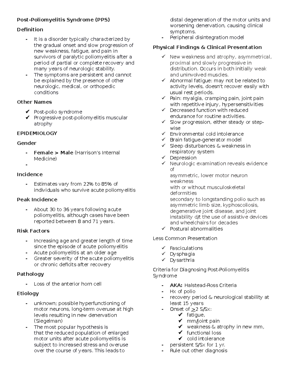 Postpolio syndrome - Syndrome (PPS) Definition It is a disorder ...